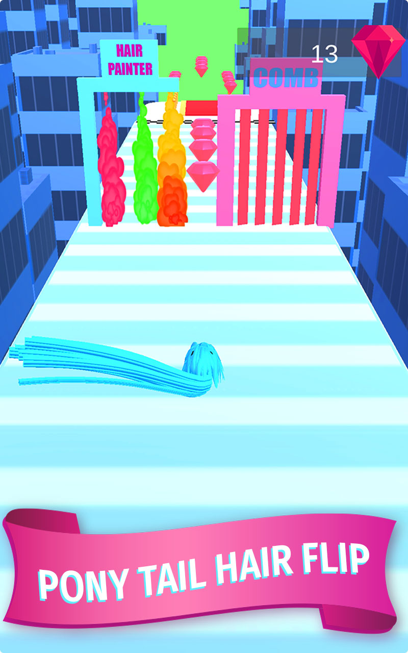 Pony tail Hair wave Flip Challenge 3d giant hair rotate race Longer ...