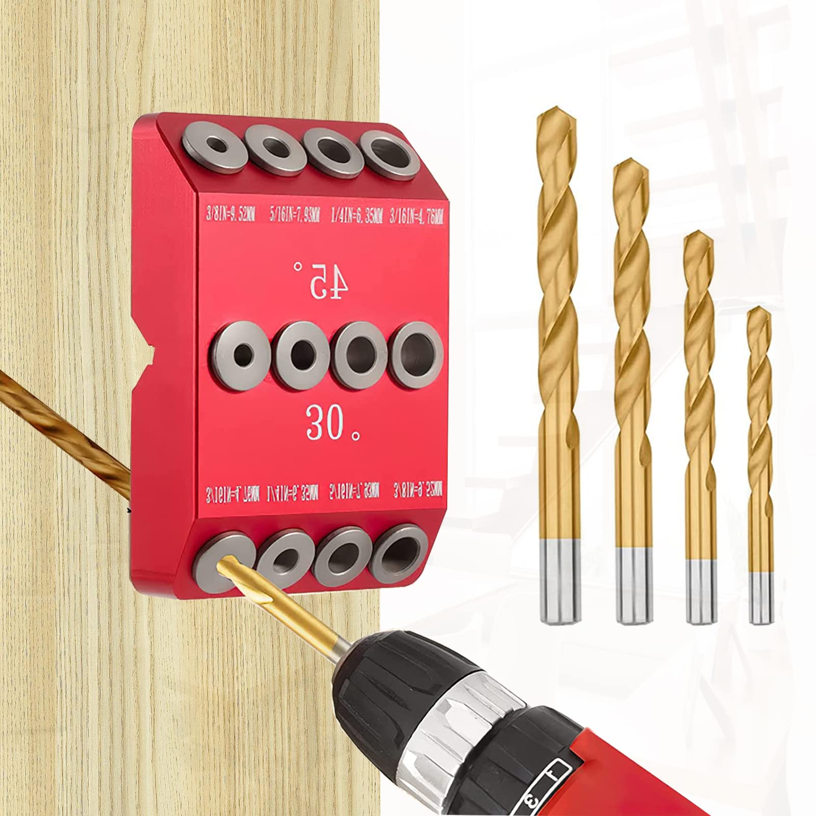 Mua 30 45 90° Angle Drill Guide Jig with 4 Size Bits, Drilling Jig for ...