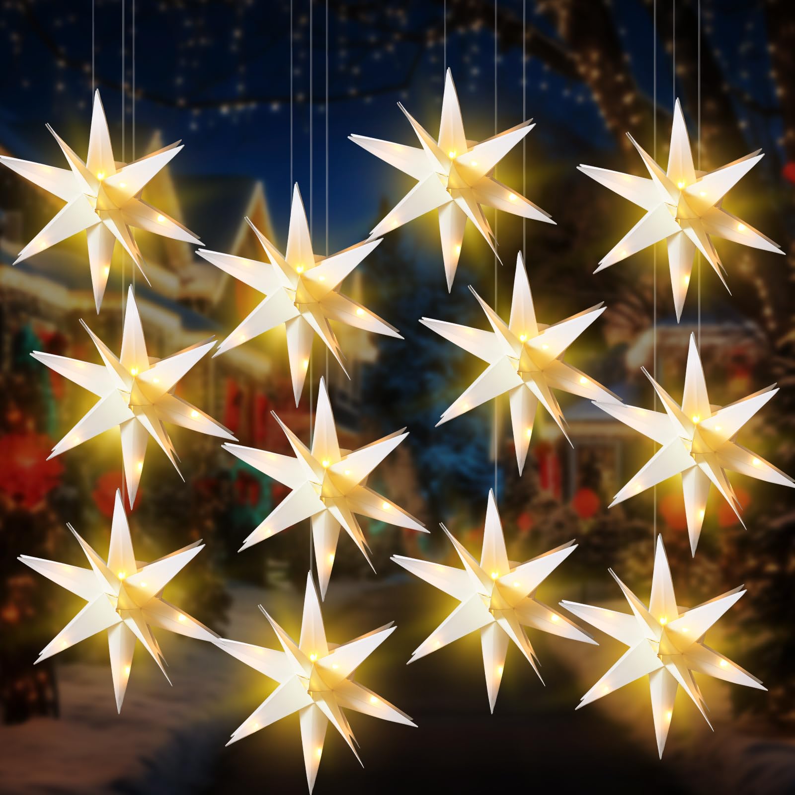 VIHOSE 12 Pcs Large White Moravian Star 15'' Led Moravian Star Tree ...
