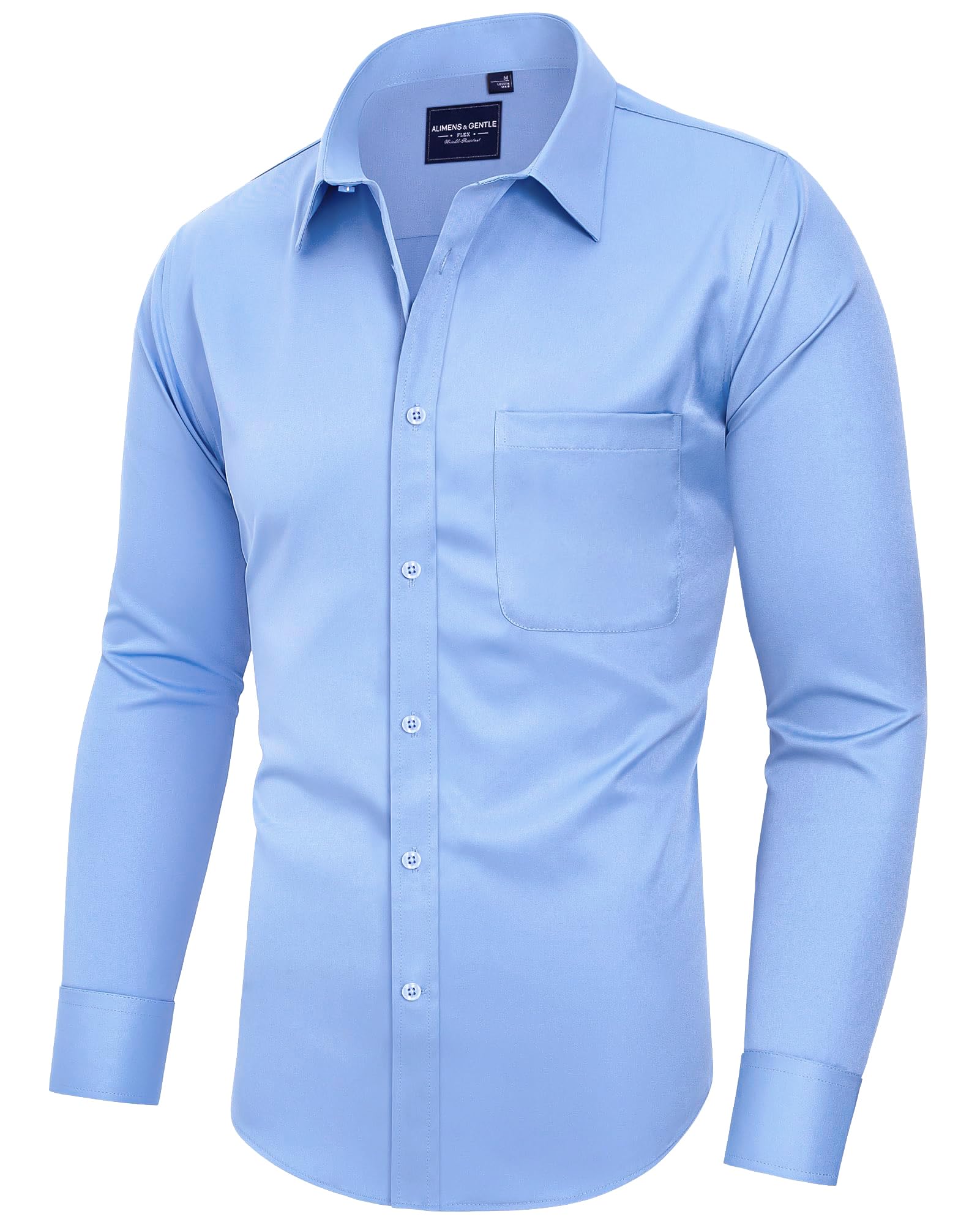 Alimens & Gentle Men's Dress Shirts Long Sleeve Wrinkle-Free Stretch ...