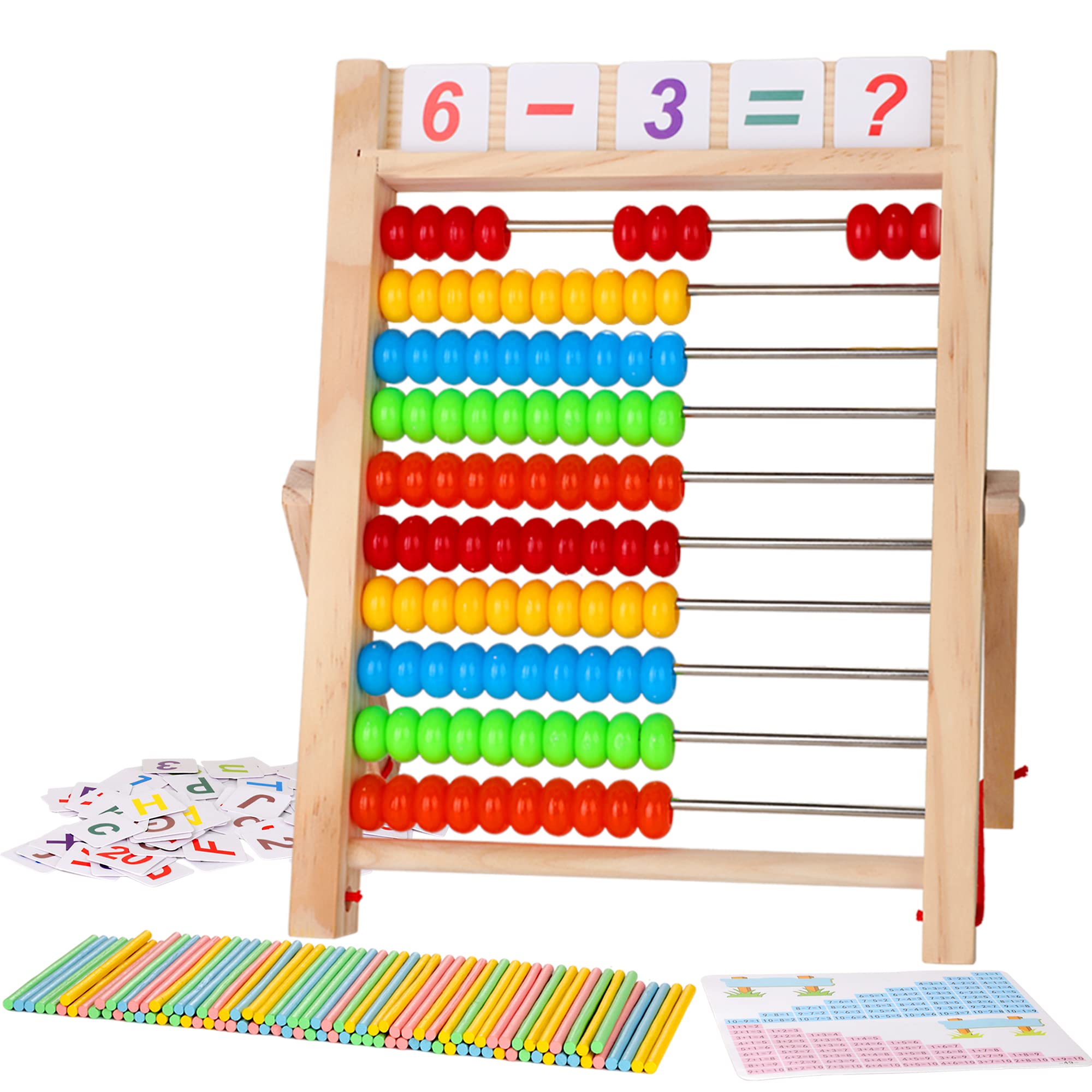 WOODMAM Wooden Abacus for Kids Math, Educational Counting Toy with ...
