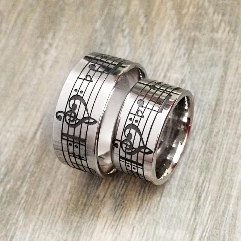 Amazon.com: Music Note Ring, Personalized Music Note Ring, Couple Music ...