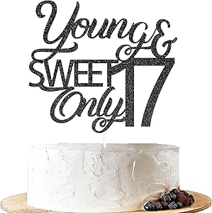 Amazon.com: Young and sweet only 17 Cake Topper, Happy 17th Birthday ...