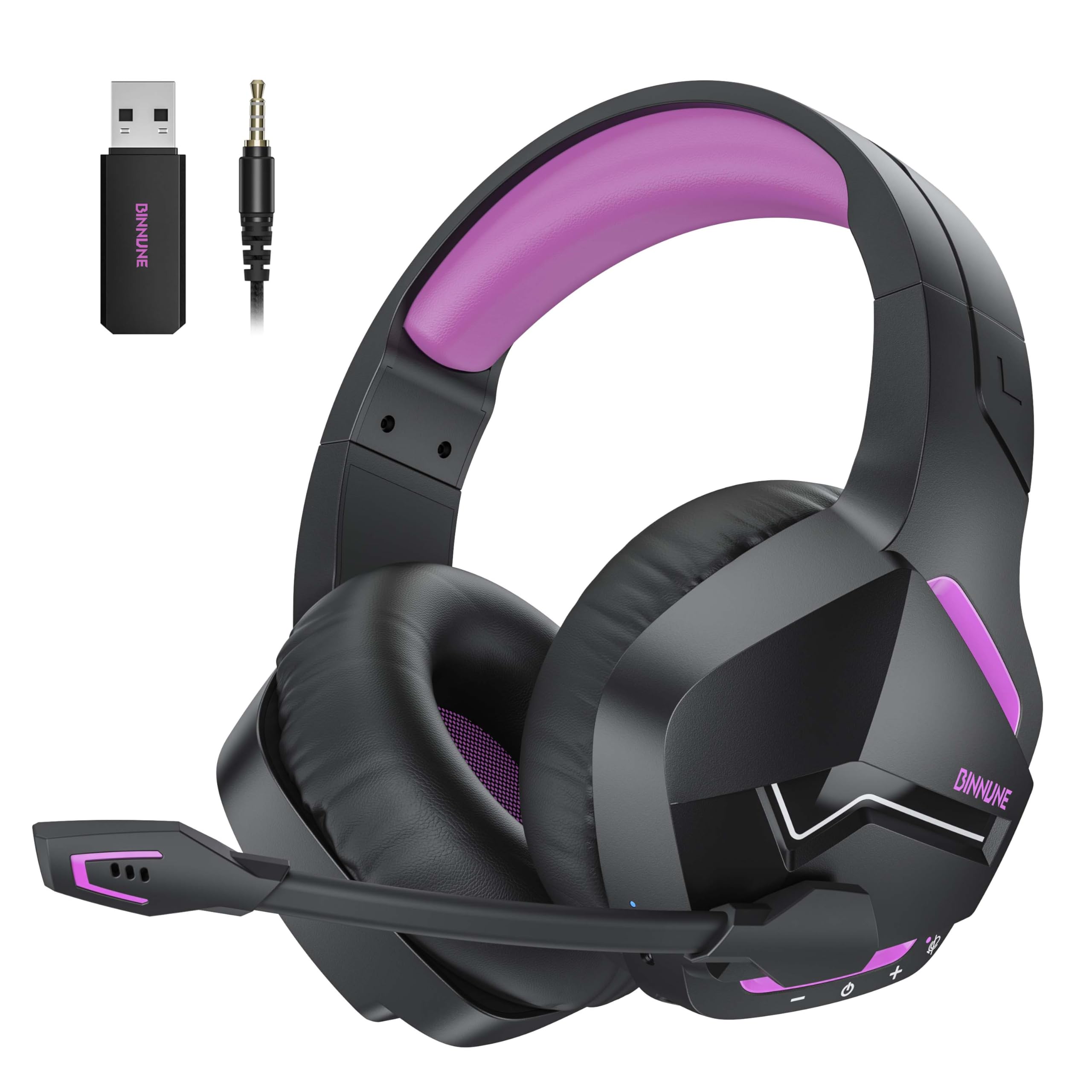 BINNUNE Wireless Gaming Headset with 2.4GHz for PS5, PS4, PC, FPS ...