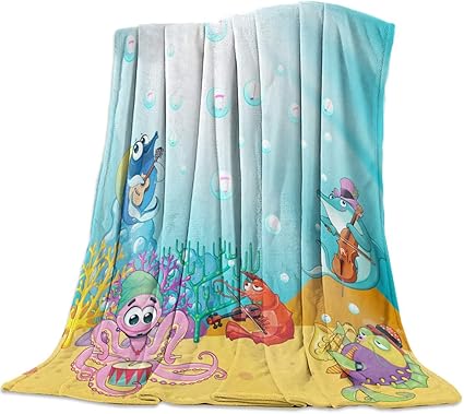 Cobija Dibujos Animados Animales Marinos Concierto Cálido Ligero ...