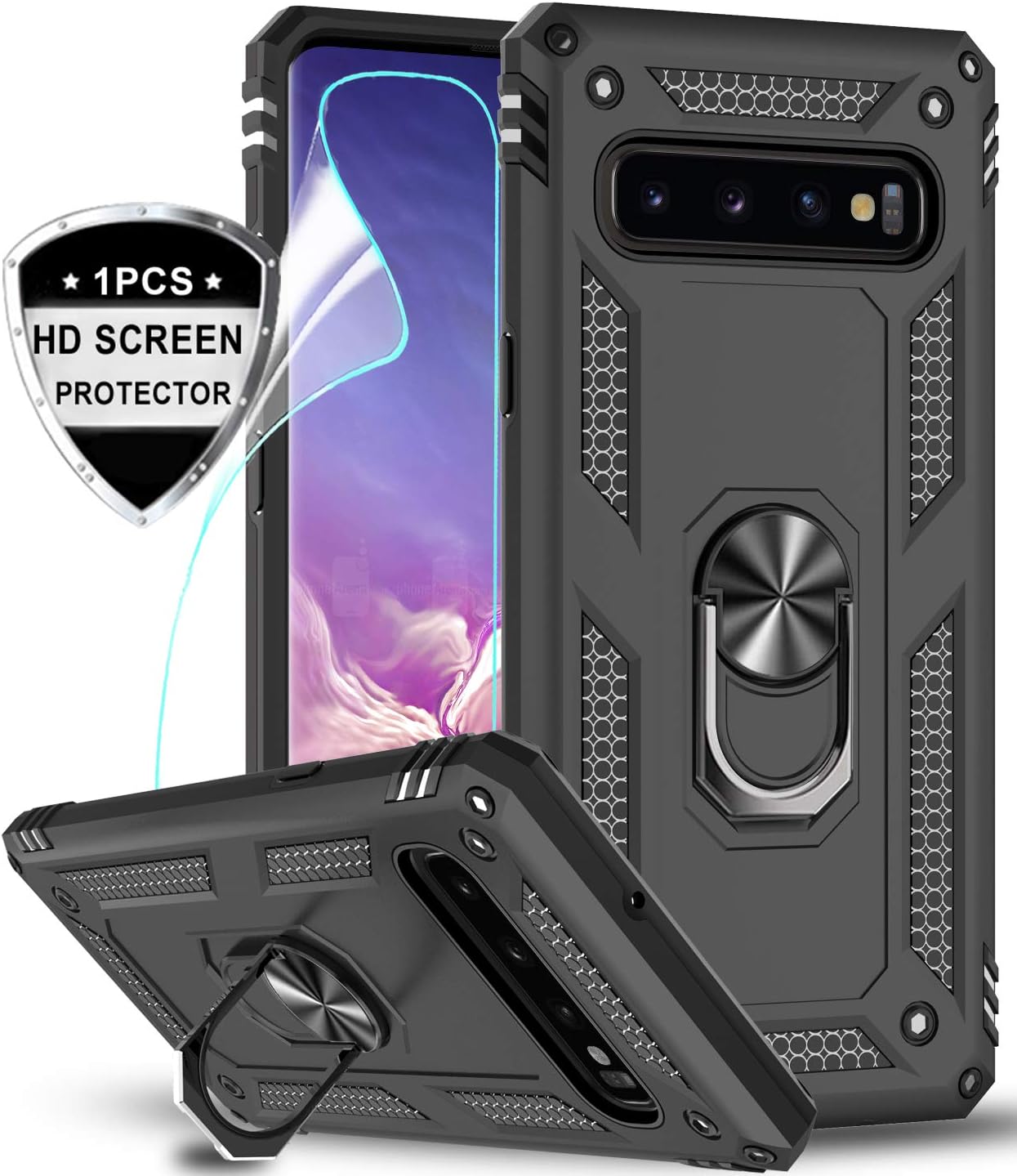 LeYi Coque Galaxy S10 avec Anneau Support, Double Couche Renforcée ...