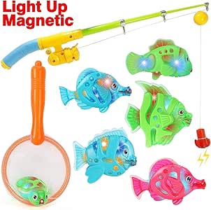 Amazon.com: Liberty Imports Magnetic Light Up Fishing Bath Toy Set for ...