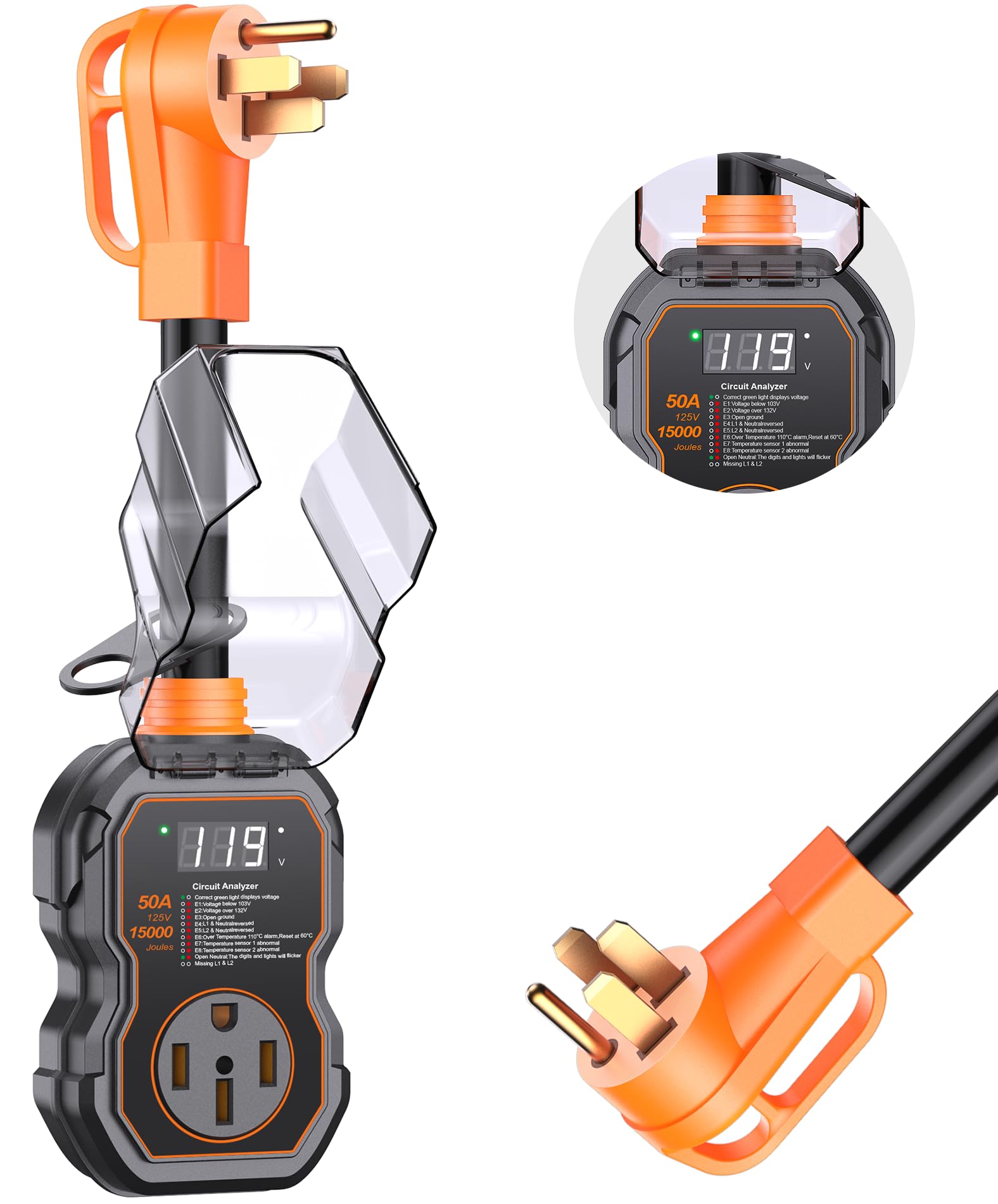 GEARGO RV Surge Protectors 50 Amp with Smart LED Display, 15000 Joules ...