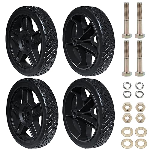 8 Inch Lawn Mower Wheels 4-Pack with Bolt and Lock Nut Kit, 8 Inch ...
