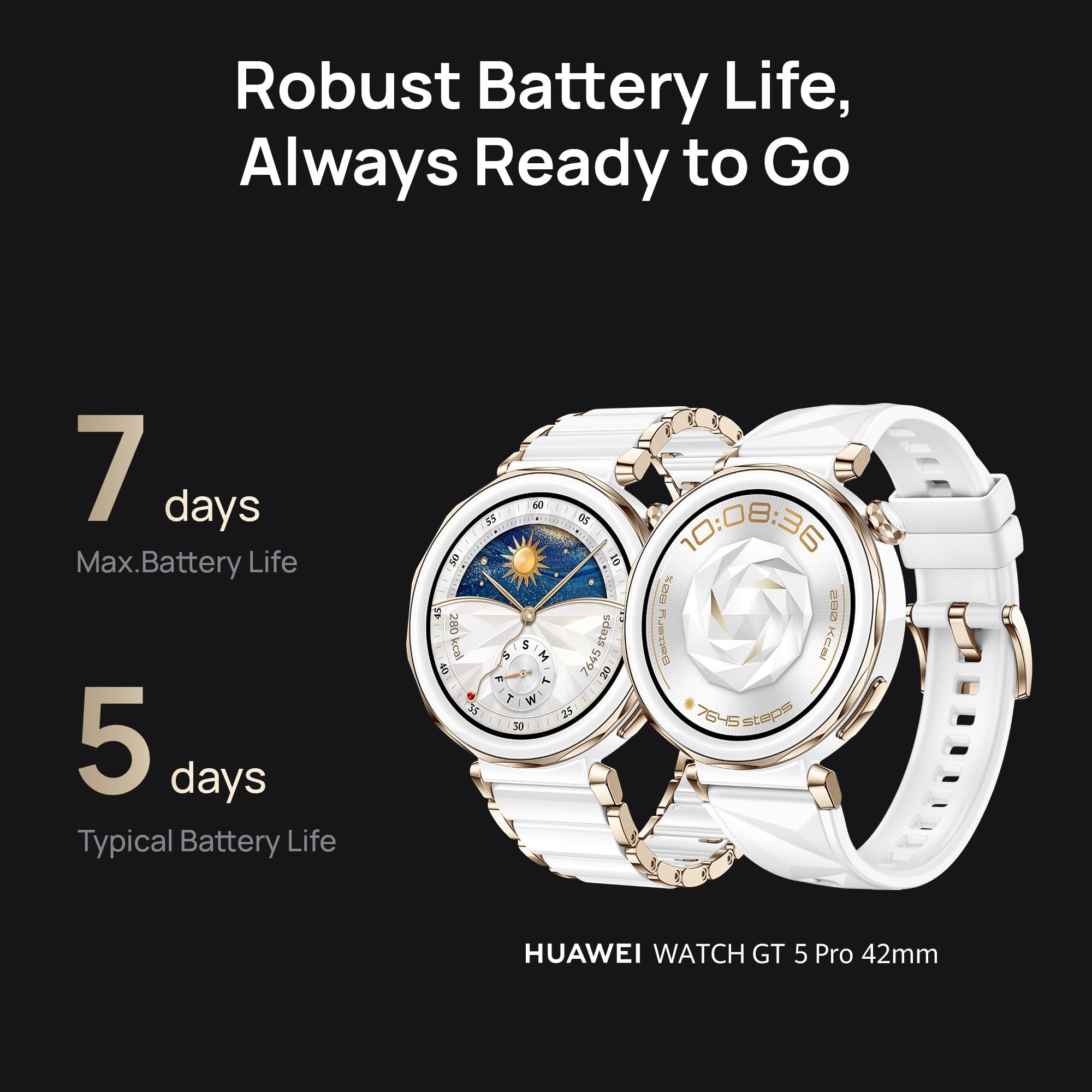 HUAWEI Watch GT 5 Pro 42 Mm Smartwatch, Sharp-Edged Design, Up To 7 ...