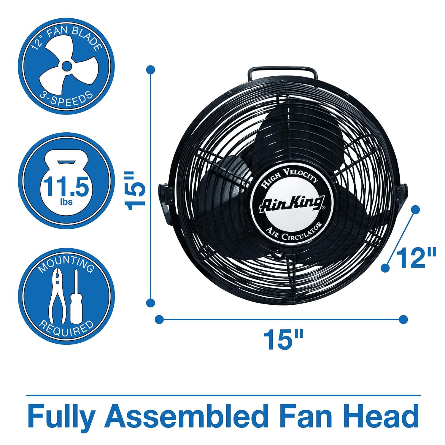 Mua Air King 9312 Powder-Coated Steel Multi-Mount Wall Fan, Black trên ...