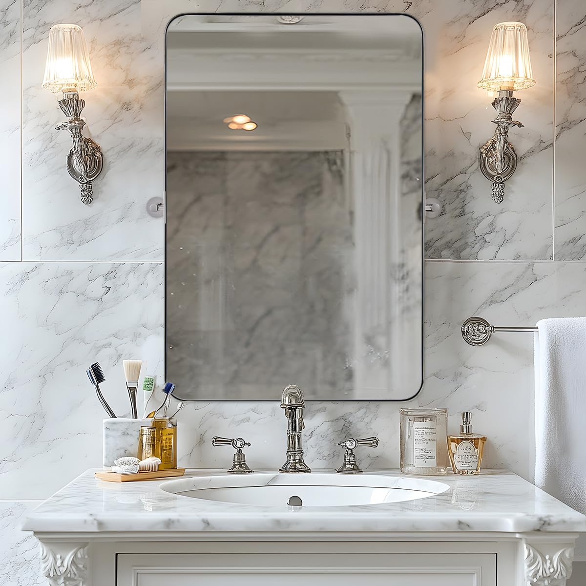 MOON MIRROR Polished Chrome Pivot Mirror for Bathroom, Tilt Bathroom ...