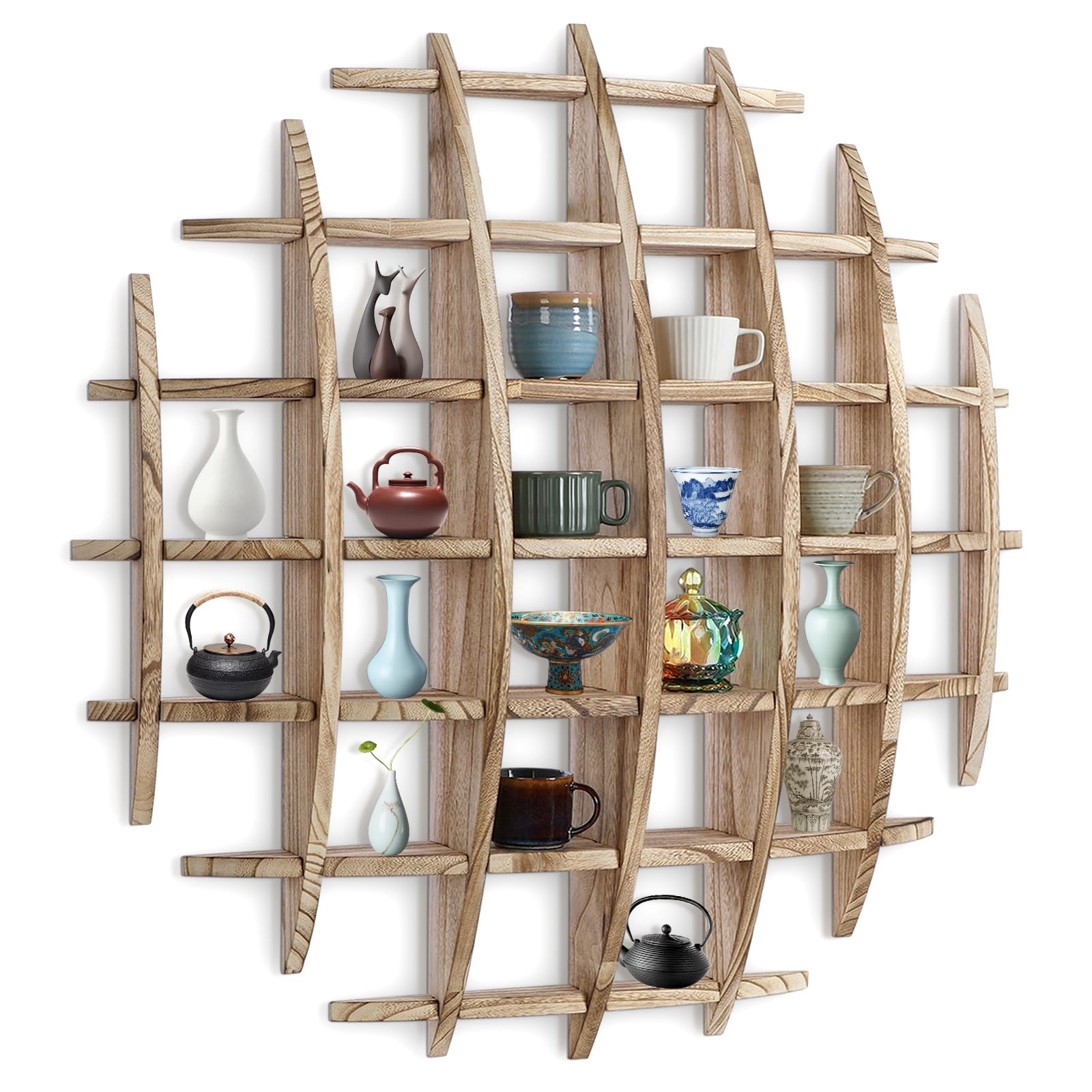 Cinnvoice Wood Teapot Display Wall Decoration, 39 x 39 Inches Sphere ...