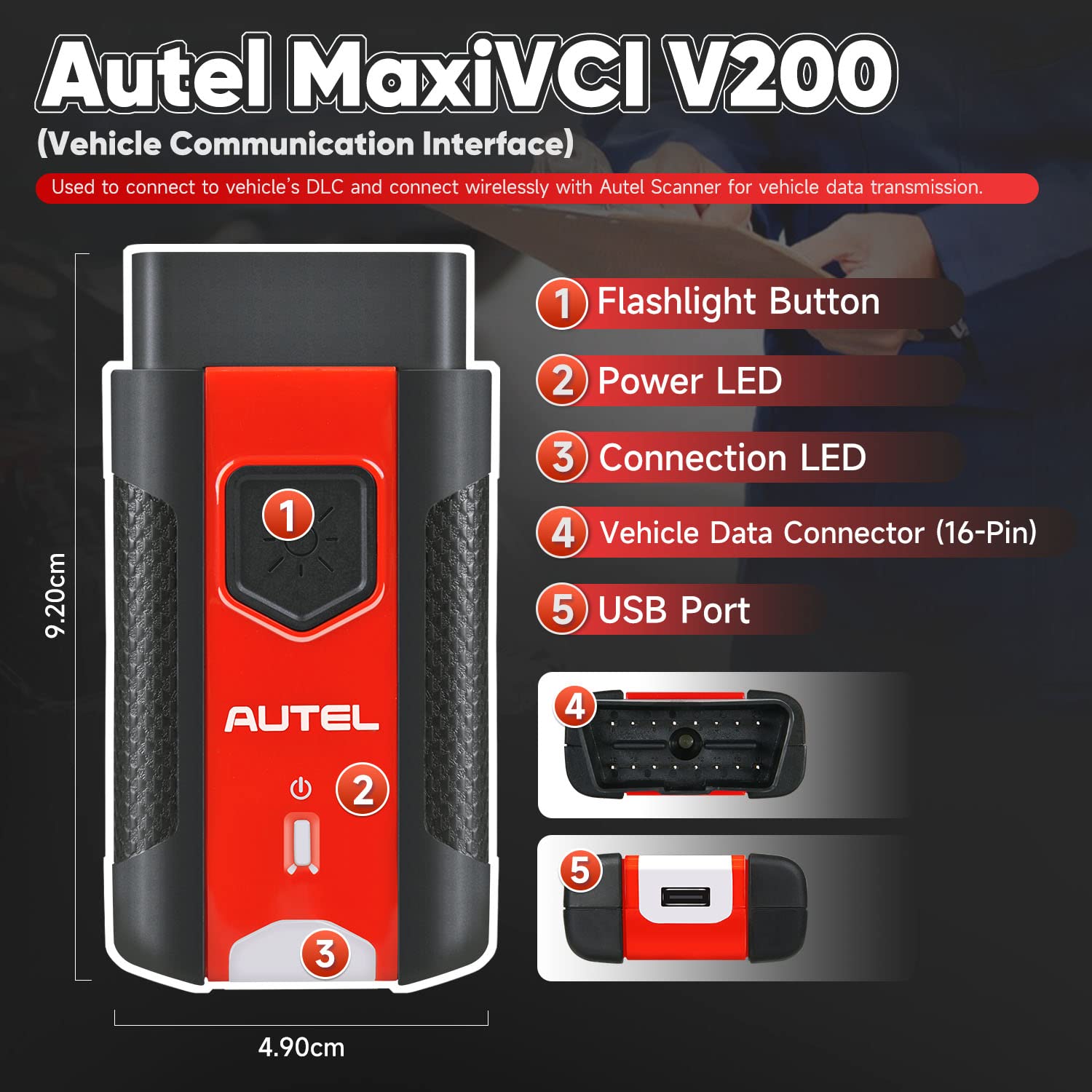 Mua Autel MaxiVCI V200 VCI200 Wireless Dongle, 2025 VCI 200 OBD2 ...