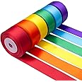 Amazon.com: Mlurcu Rainbow Satin Ribbon 1 Inch Wide Colorful Ribbon ...