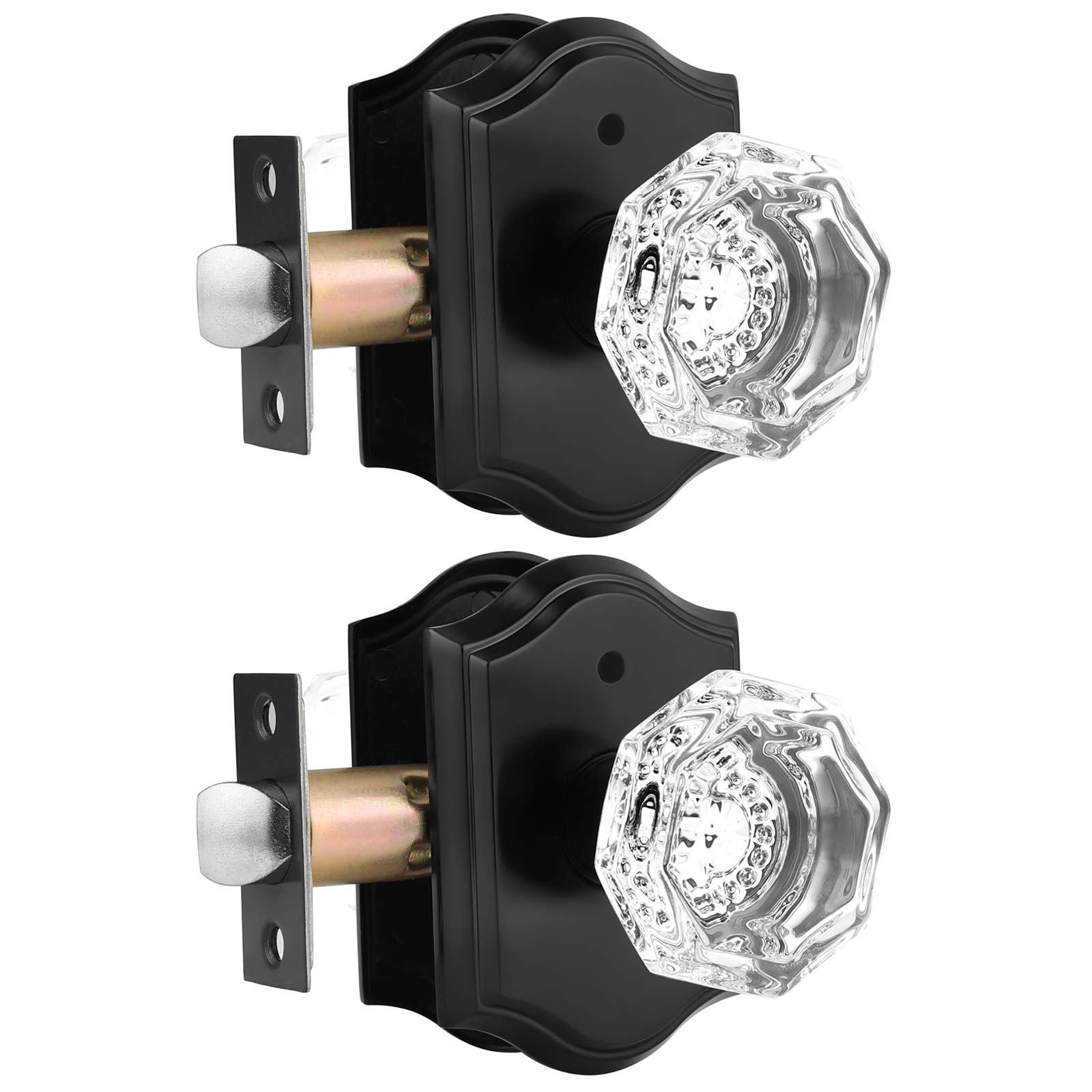 Gobrico Vintage Octagon Door Knobs 2 Pack,Crystal Glass Bed/Bath Door Locks,Interior Privacy ...