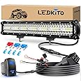 Amazon.com: LEDKITO 20 Inch LED Light Bar Kit with 5 Pin Rocker Switch Wiring Harness Triple Row ...