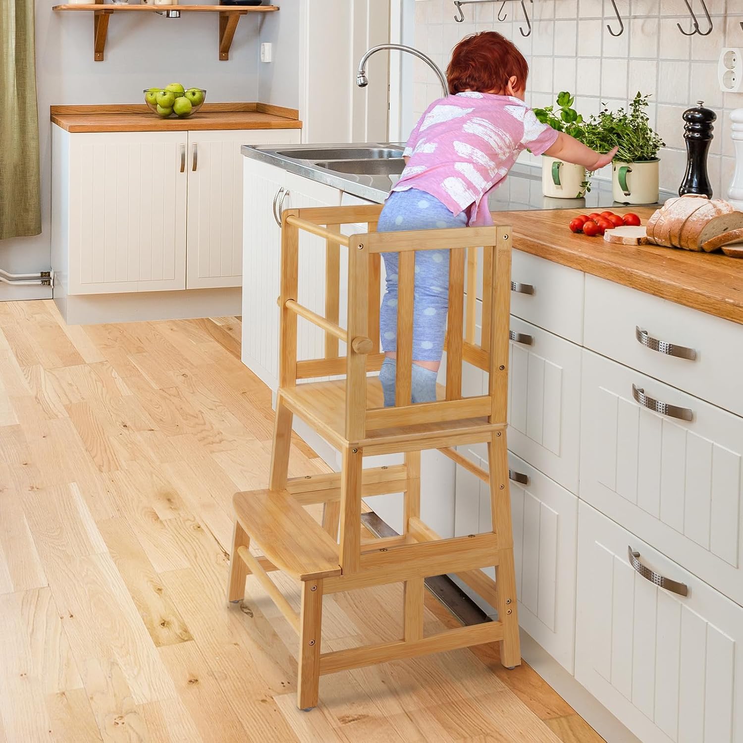 COSYLAND Kids Kitchen Step Stool?Toddler Standing Tower with CPC ...