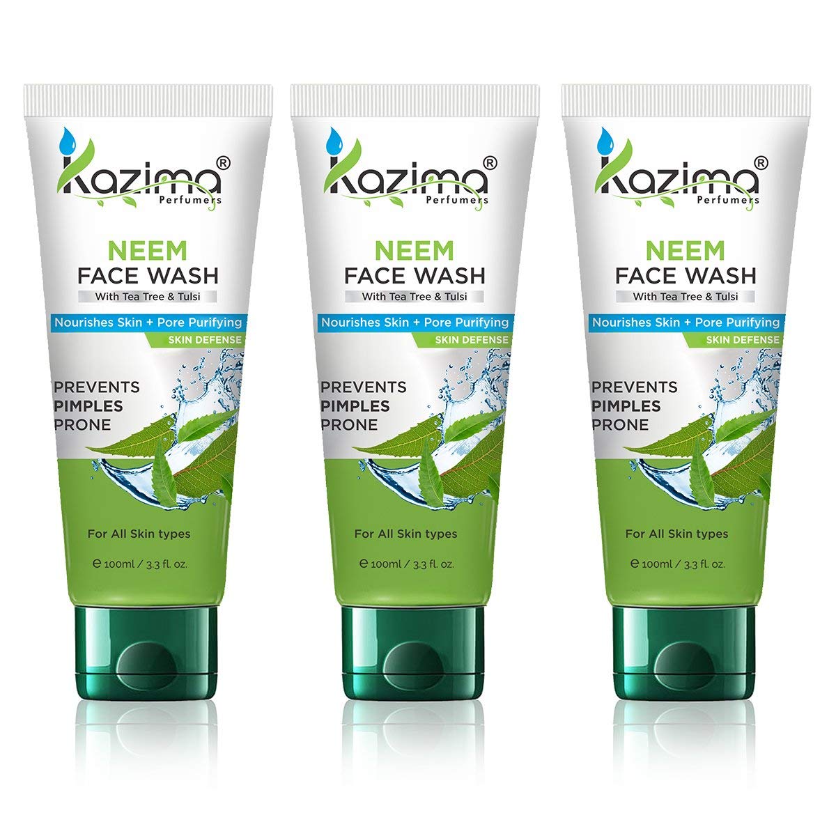 KAZIMA Neem Face Wash (Pack OF 3 Each 100ml) With Tulsi & Tea Tree For ...