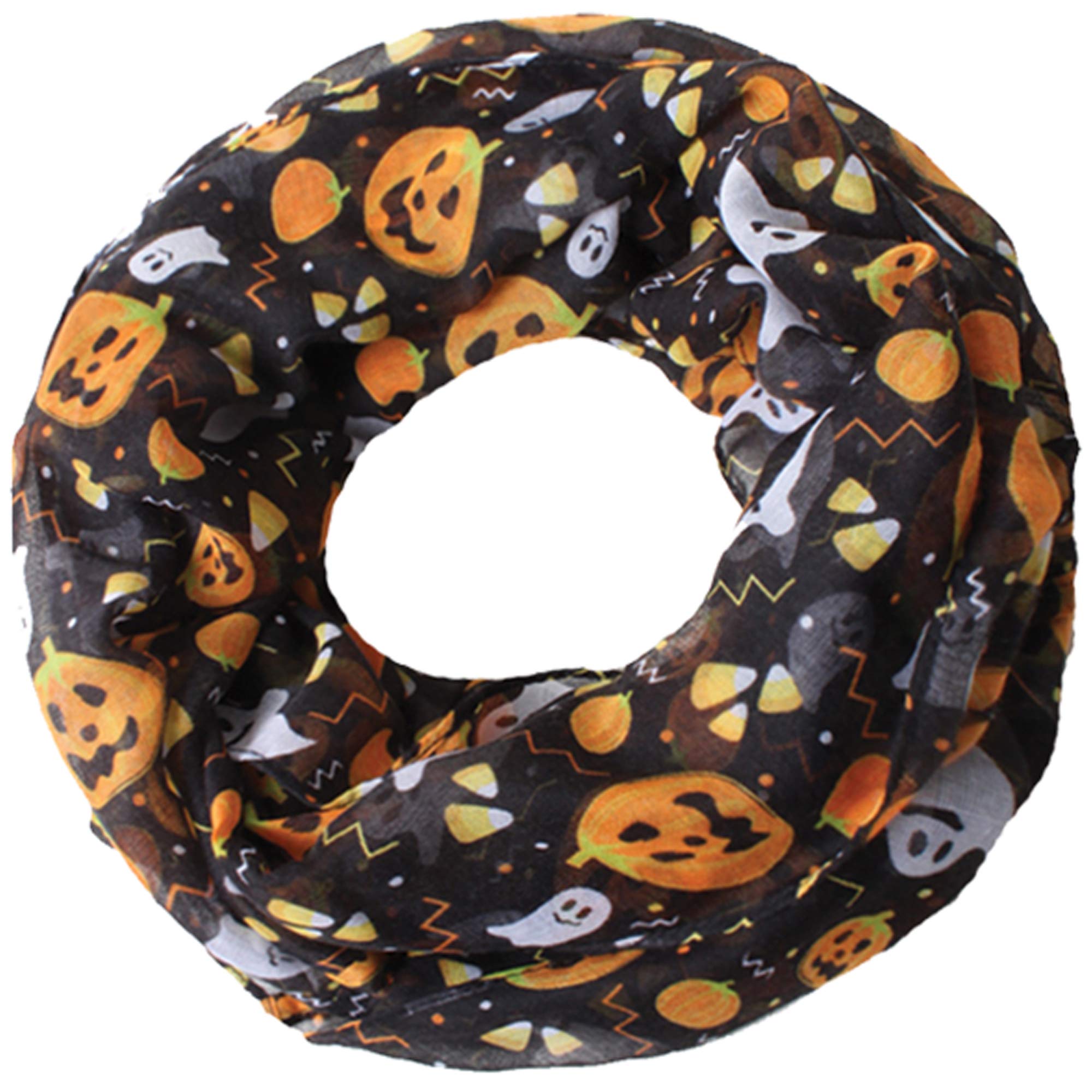 MIRMARU Women's Halloween Pumpkin Bat Ghost Scarf Soft Sheer ...