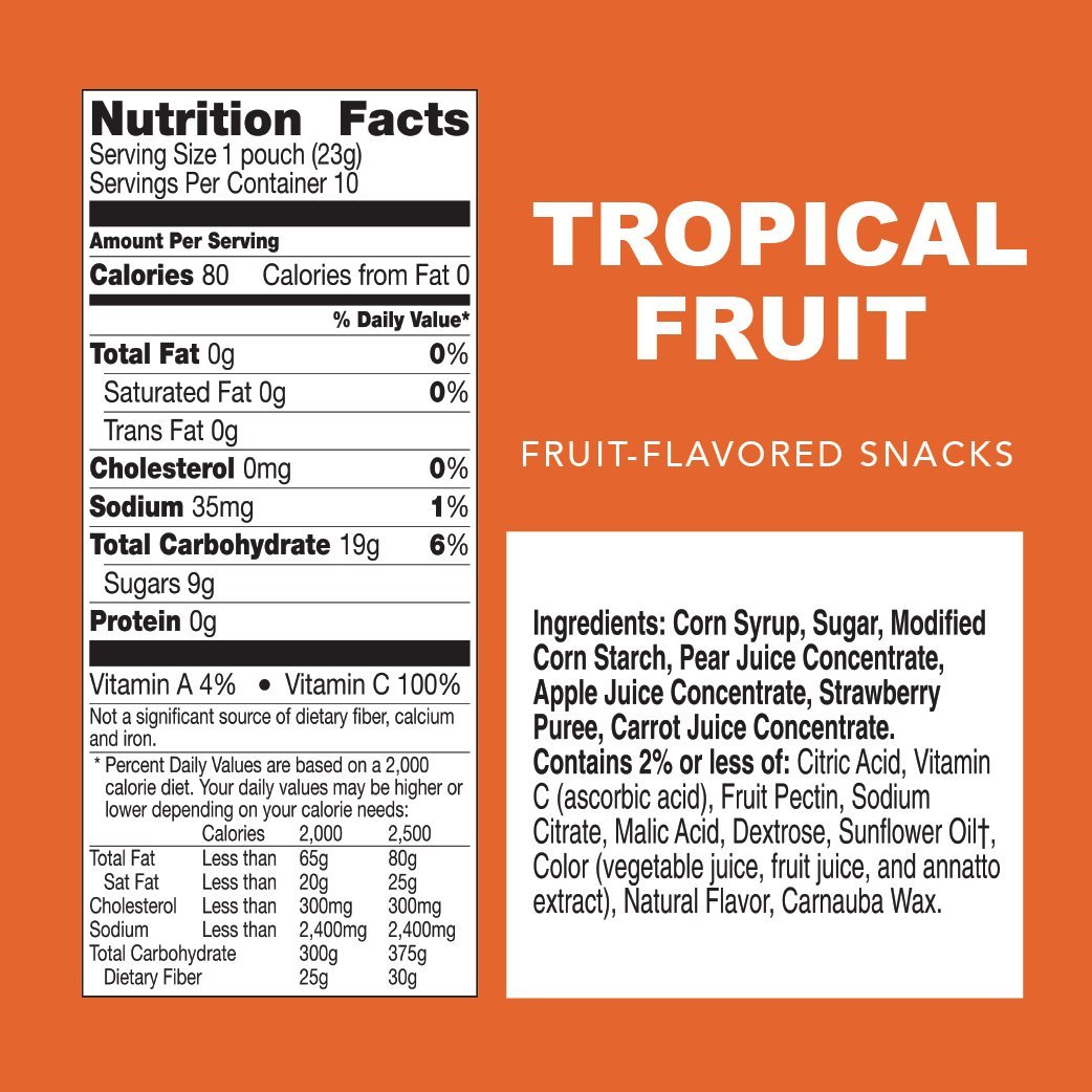 41 Mott s Fruit Snacks Nutrition Label