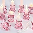 Amazon.com: NITIME 12pcs Pink Candlestick Holders, Pink Glass Candle ...