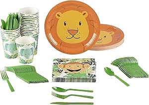 Amazon.com: Animal Party Supplies - Serves 24 - Includes Plates, Knives ...
