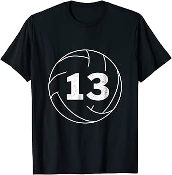 Amazon.com: Volleyball Player Jersey Number 13 Thirteen Graphic T-Shirt ...