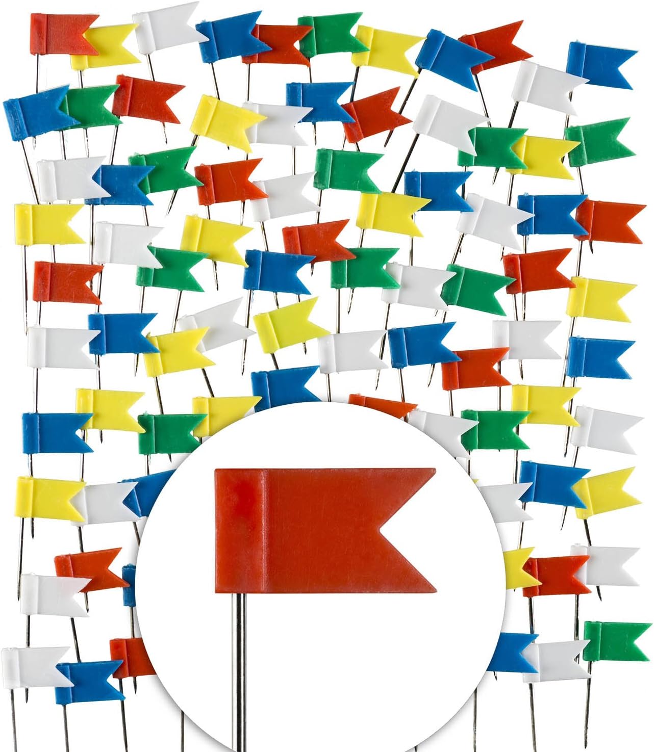 100 Flags in XXL Pack; Flag Pins in 5 Colours for Pinboard, Maps ...