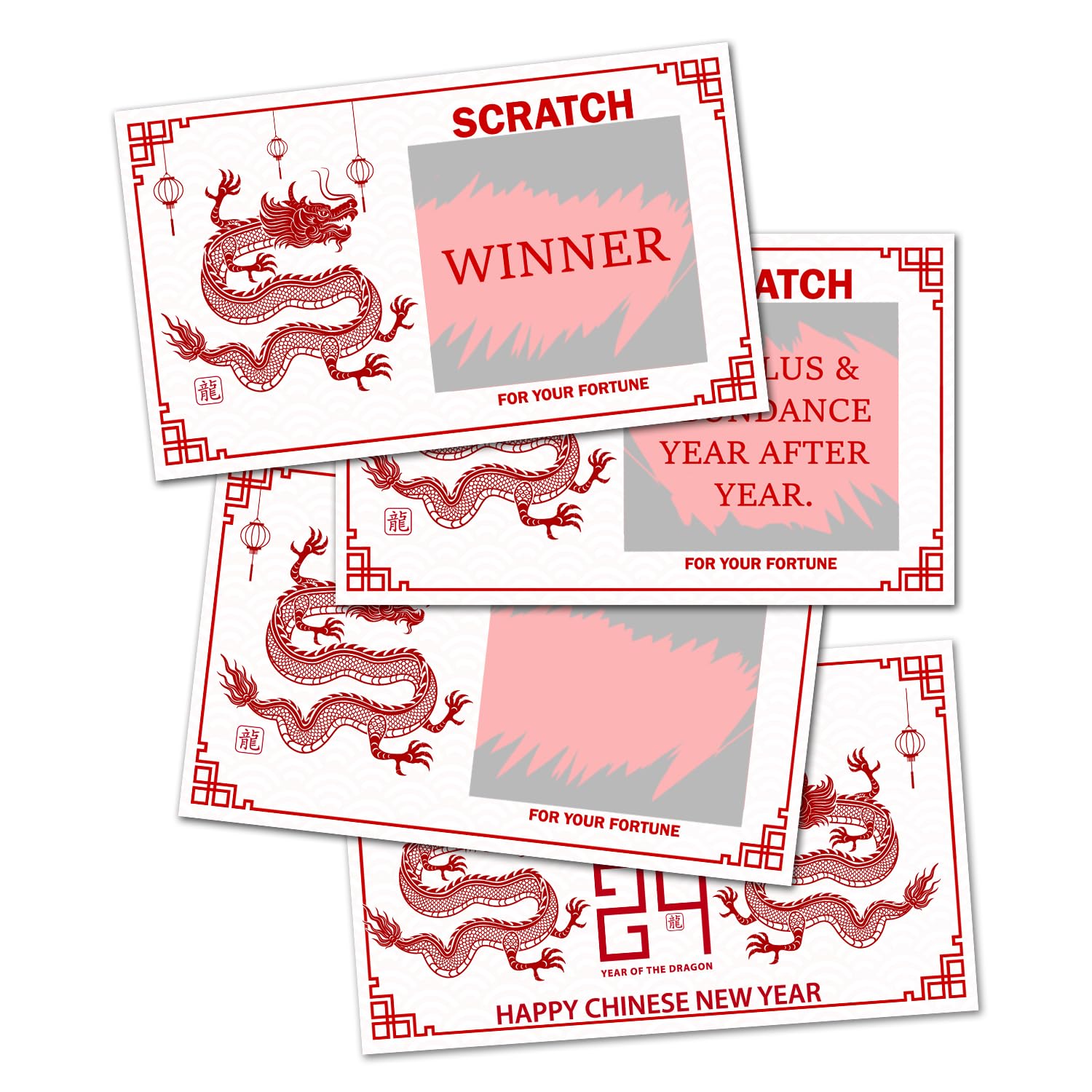 Chinese 2024 Dragon New Year Scratch-off Lucky Card Spring Festival ...