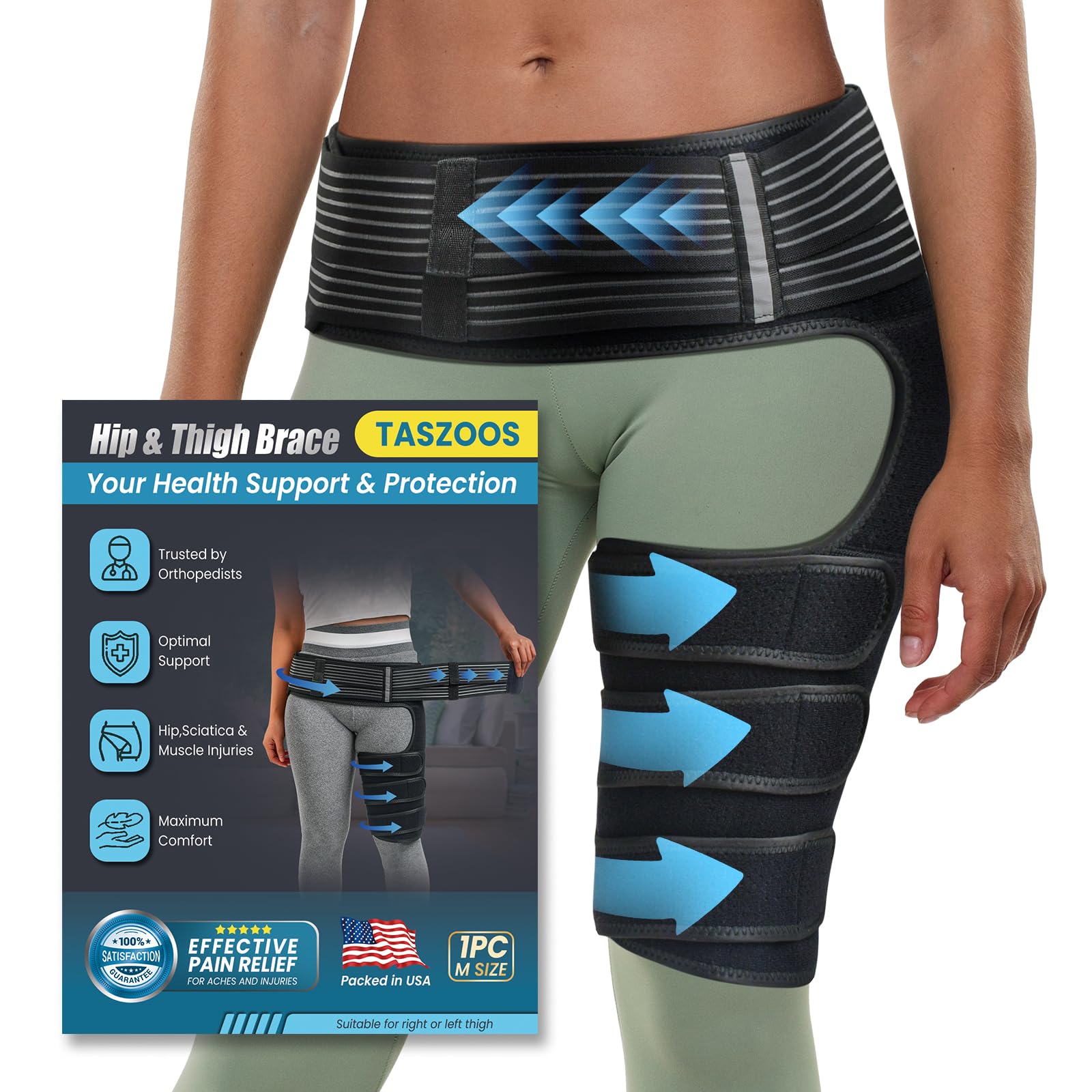 Hip Brace for Sciatica Pain Relief - Adjustable Hamstring & Thigh ...