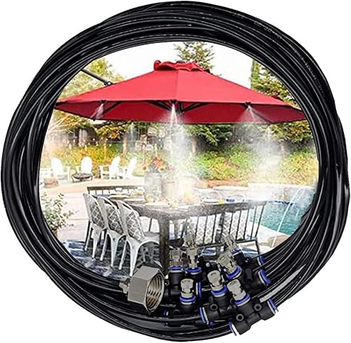 Tesmotor Misters for Outside Patio, 26FT Misting Line + 9 Brass Nozzles ...