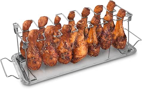 Amazon.com : Navaris Stainless Steel Chicken Leg & Wing Rack - 14 Slot ...