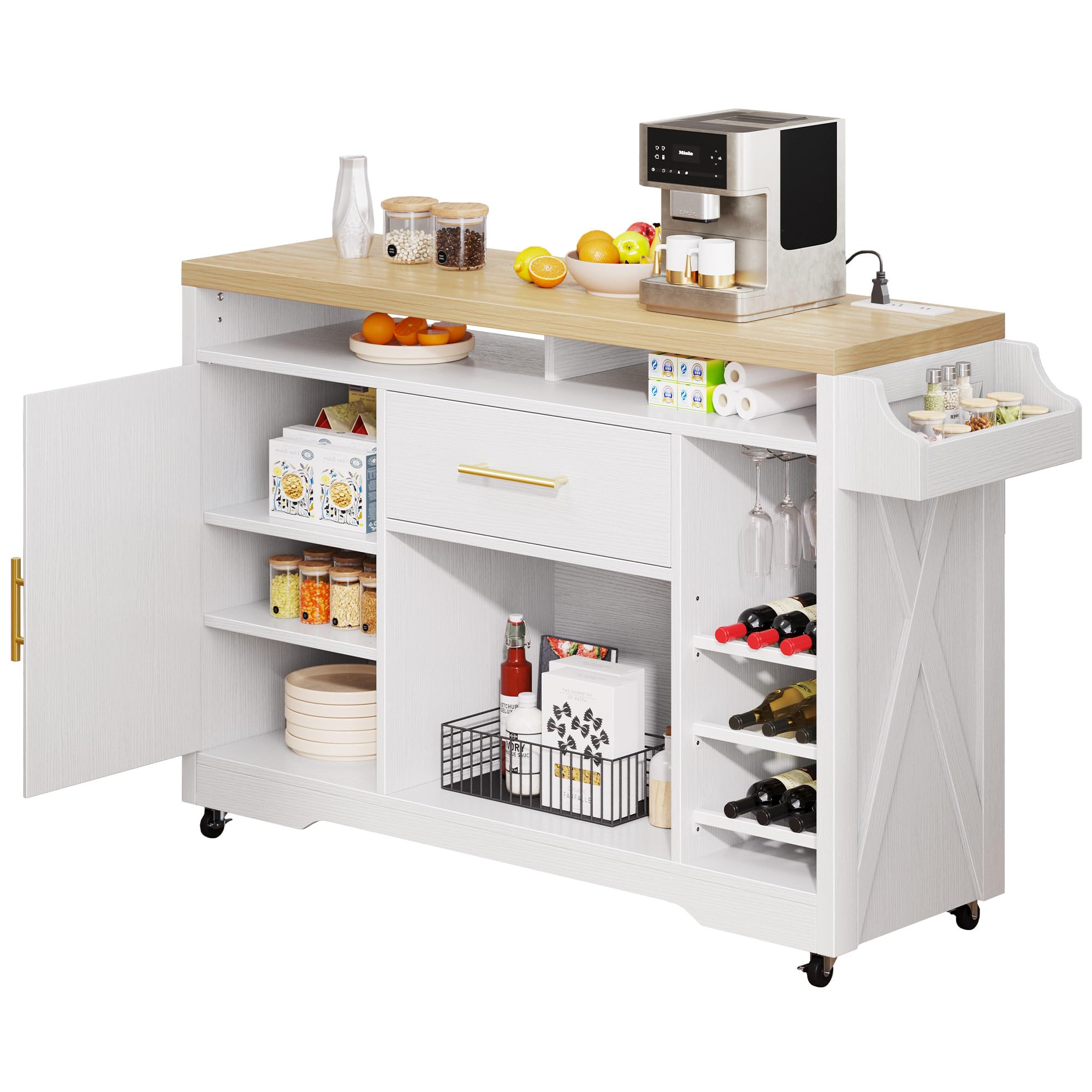 YITAHOME Large Kitchen Island with Power Outlet, Rolling Kitche Cart ...