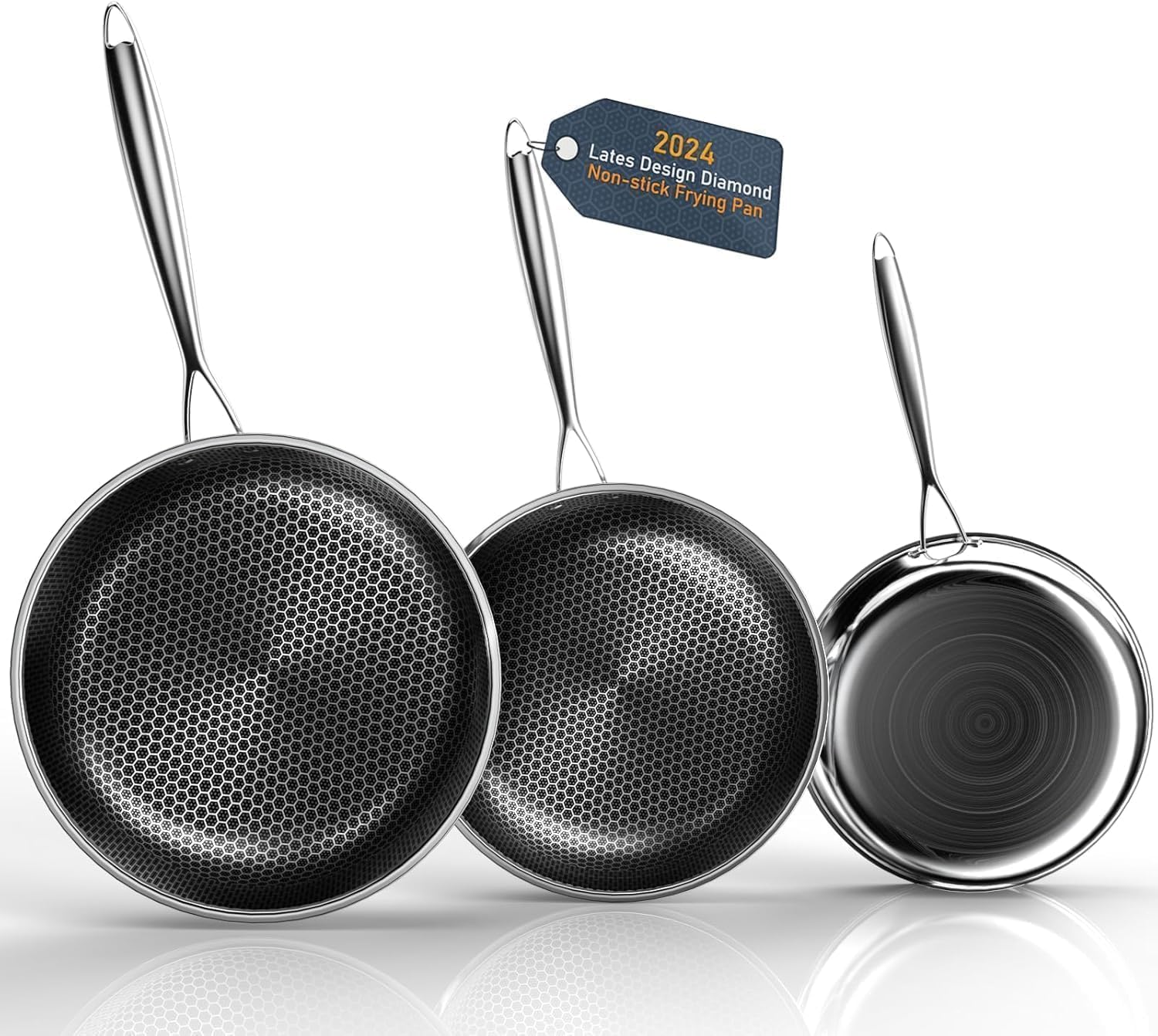 **TWO PANS ONLY, ONE IS BURNT**Nonstick Frying Pans Set, 10"+11"+12 ...