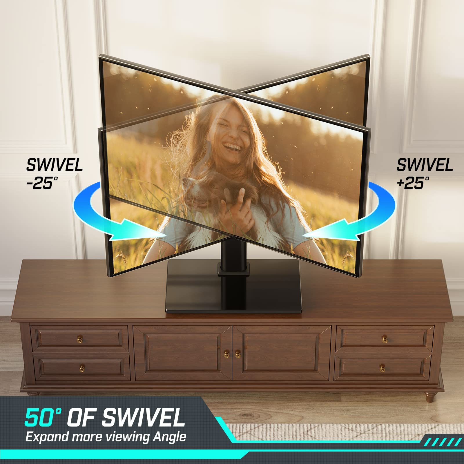 TV Stand with Power Outlet, Universal TV Mount Stand for 27-65 inch TVs ...