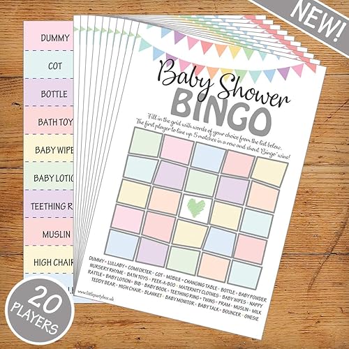 Baby Shower Bingo Neutral Unisex Boy Girl 20 Players Perfect Baby Shower Bingo Neutral Unisex Boy Girl 20 Players Perfect