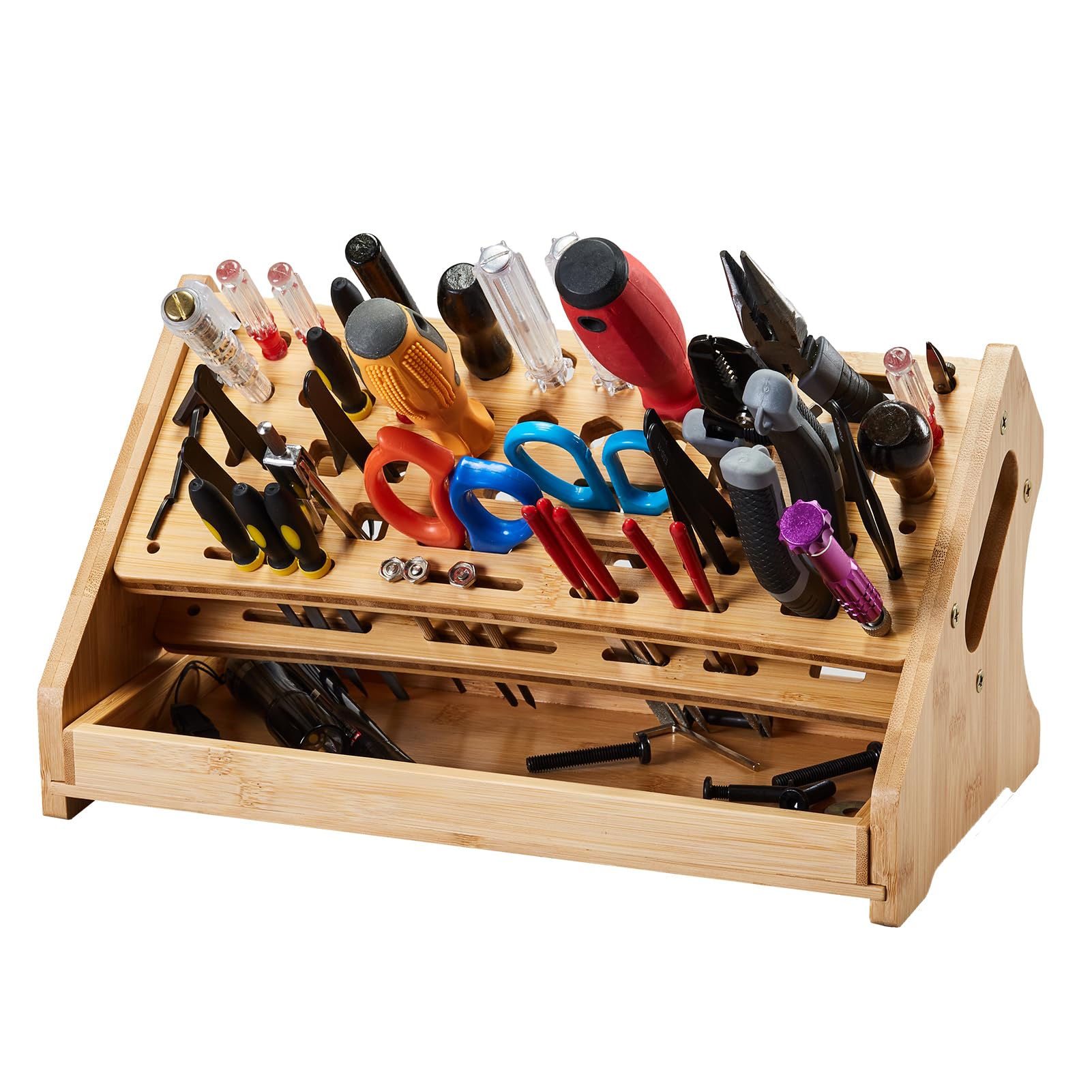 ESYTEOOT Bamboo Screwdriver Organizer Rack Desktop Hand Tool Stand and ...