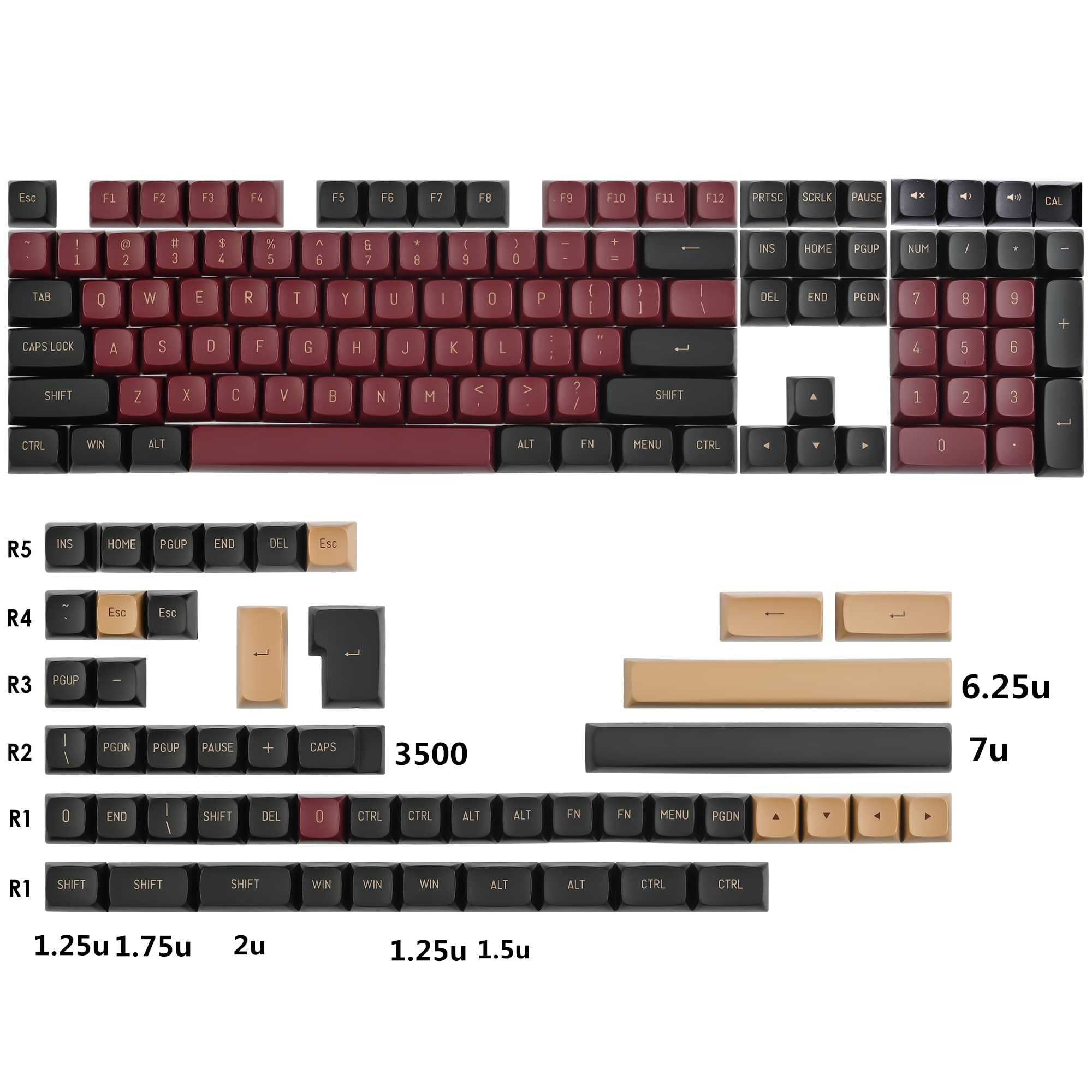 Mua 160-Key CSA Profile Keycaps PBT Key Cap Set with 7U Spacebar for US ...
