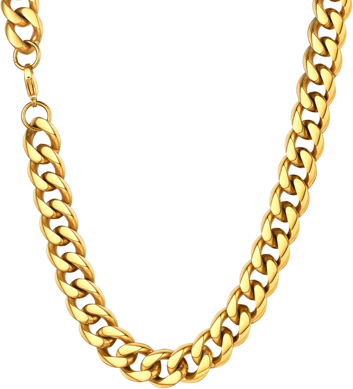 Buy U7 Men's Chain Necklace 30 inches 12Mm Wide 18K-Gold-Plated at ...