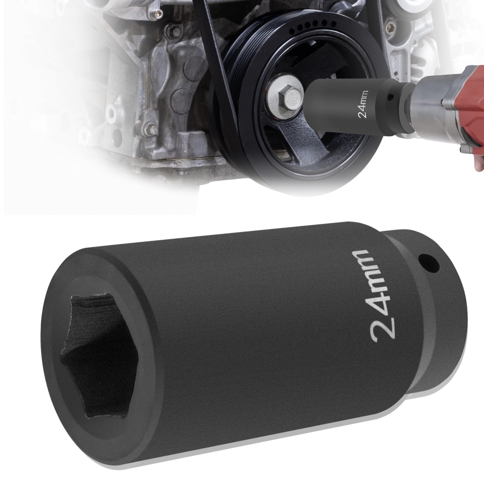 77070 24mm Crank Bolt Socket for GM LS Engine Harmonic Balancer Socket ...