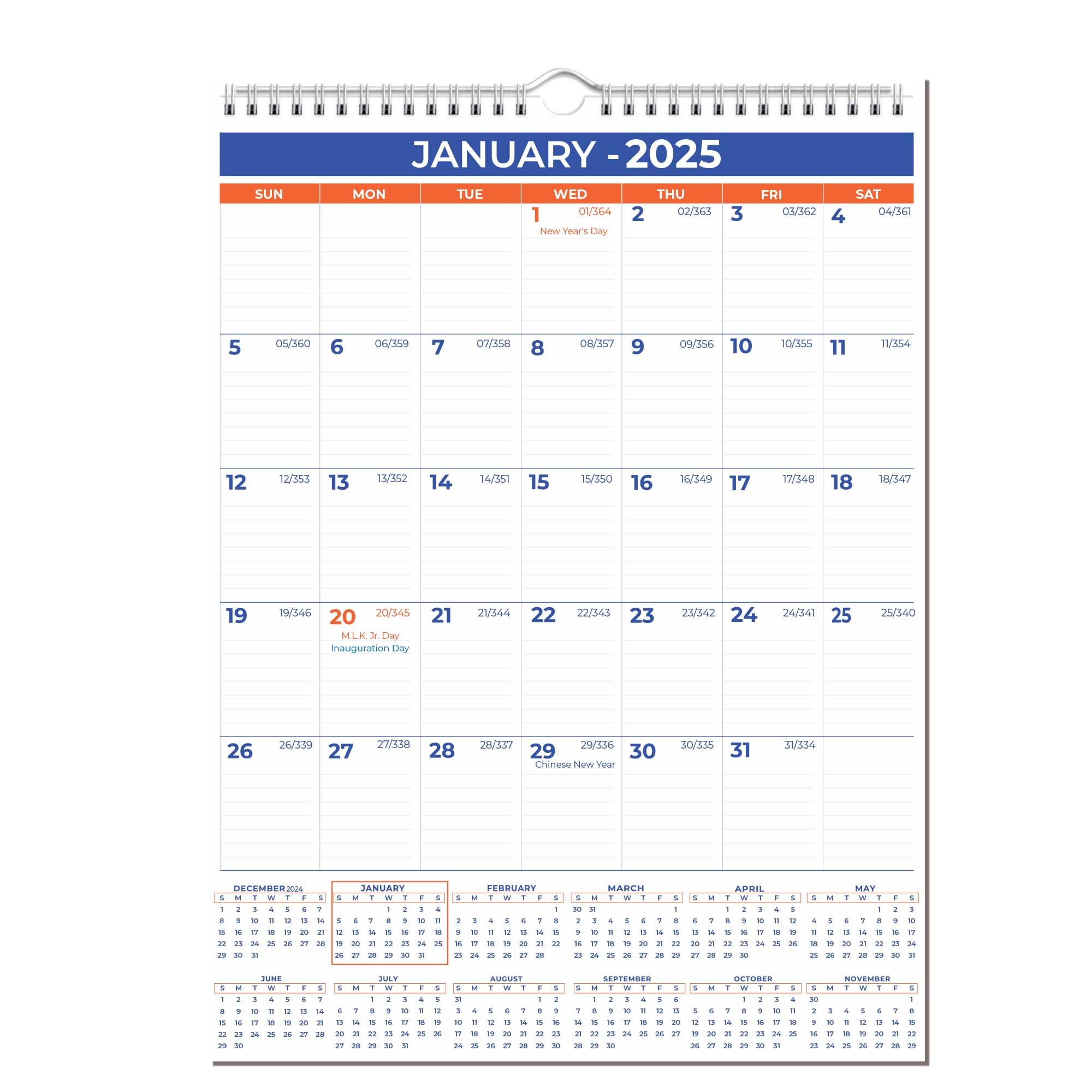2025 Wall Calendar - January 2025 - December 2025, 12 Monthly Hanging ...