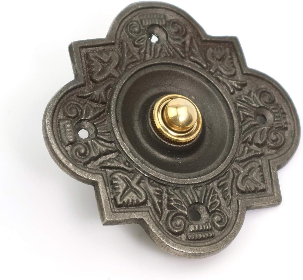 Cast Iron Door Bell Push Button Quatrefoil Antique Cast Iron (100mm x ...