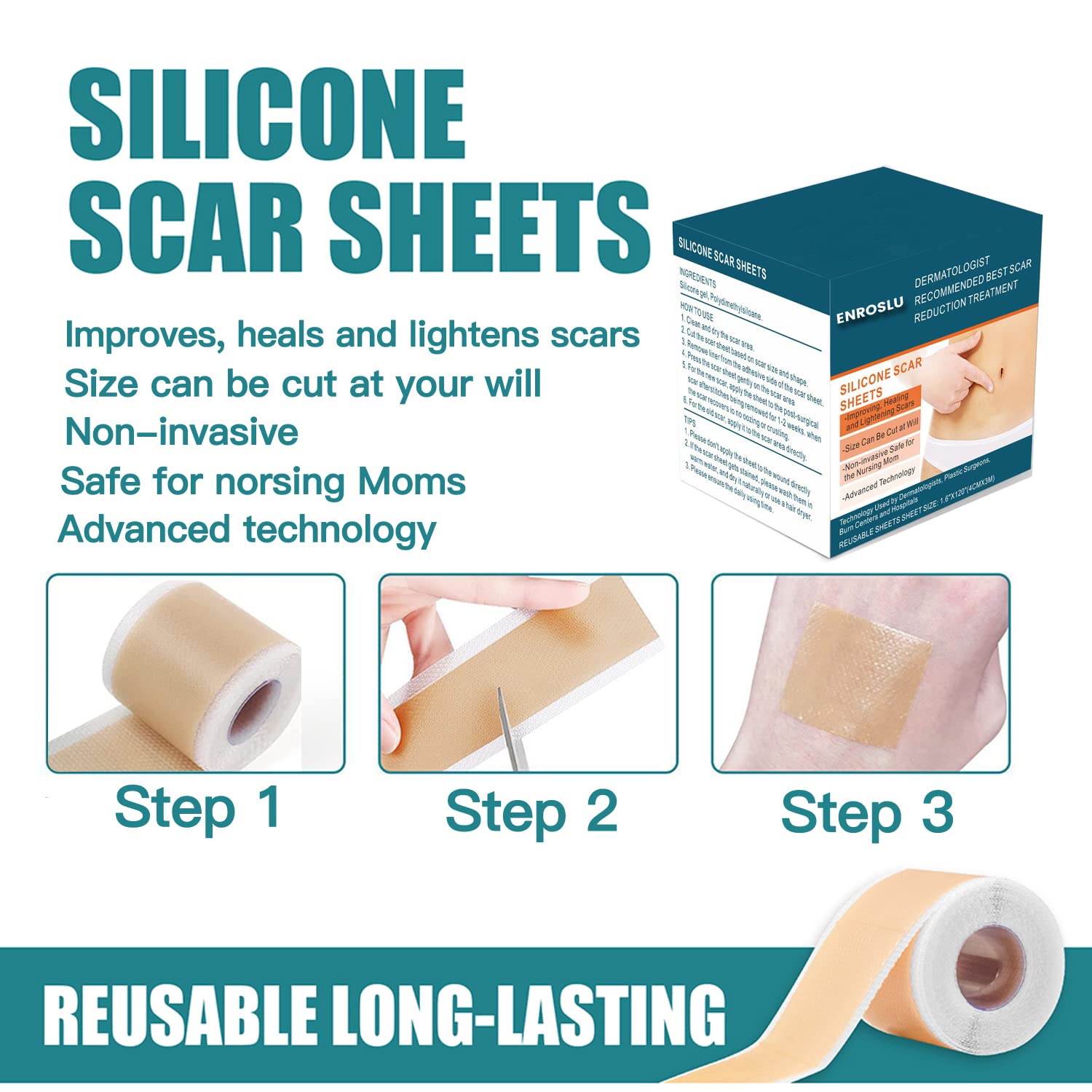 Mua Upgrade Silicone Scar Sheets (1.6" x 120"- 3 Meter), Medical Grade ...