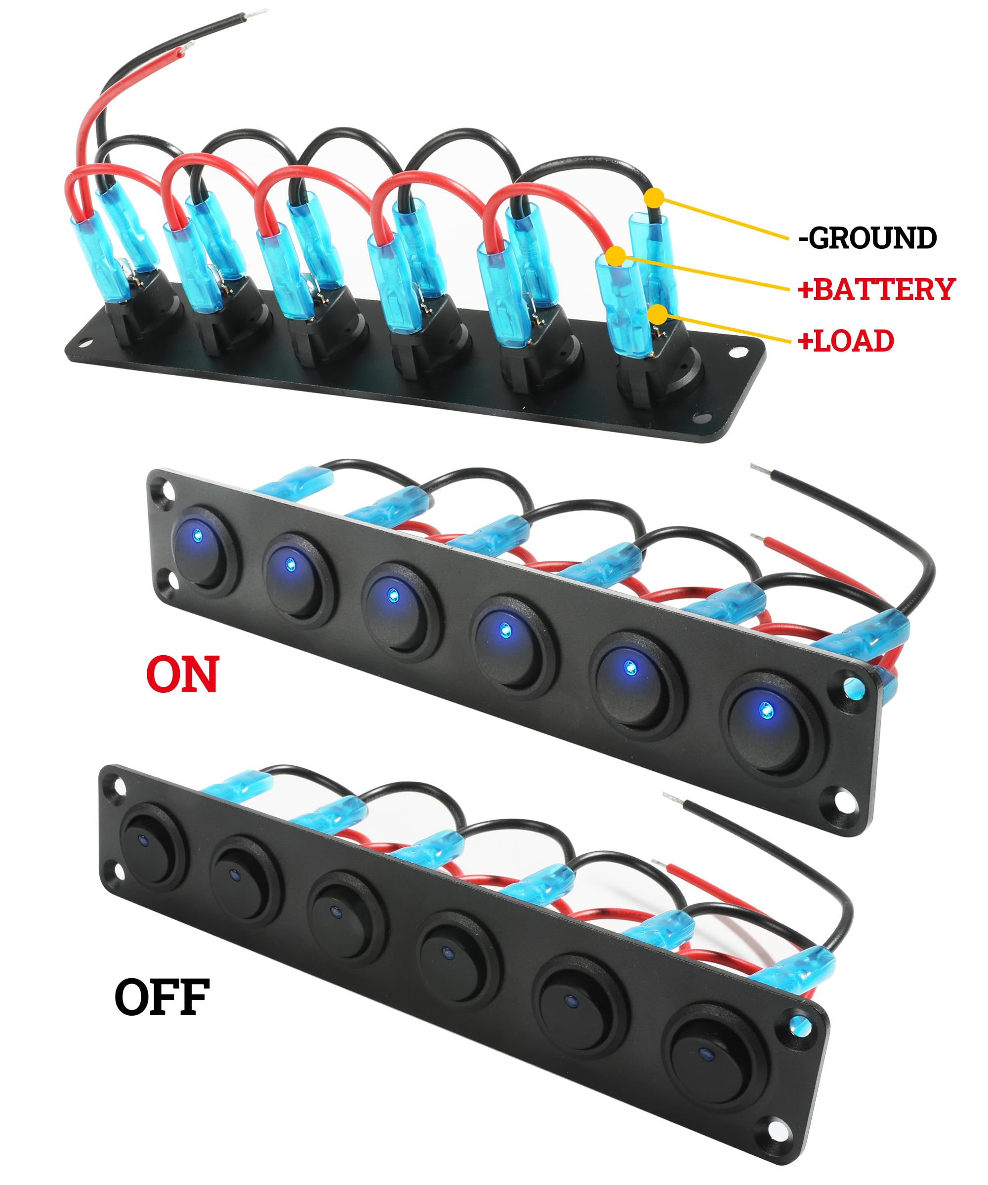 Mua Zlirfy 6 Gang Rocker Switch Panel,12V Rocker Toggle Switch Panel ...