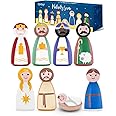 Amazon.com: Xylolfsty 8pcs Nativity Set Peg Dolls Wooden Christmas Toys ...