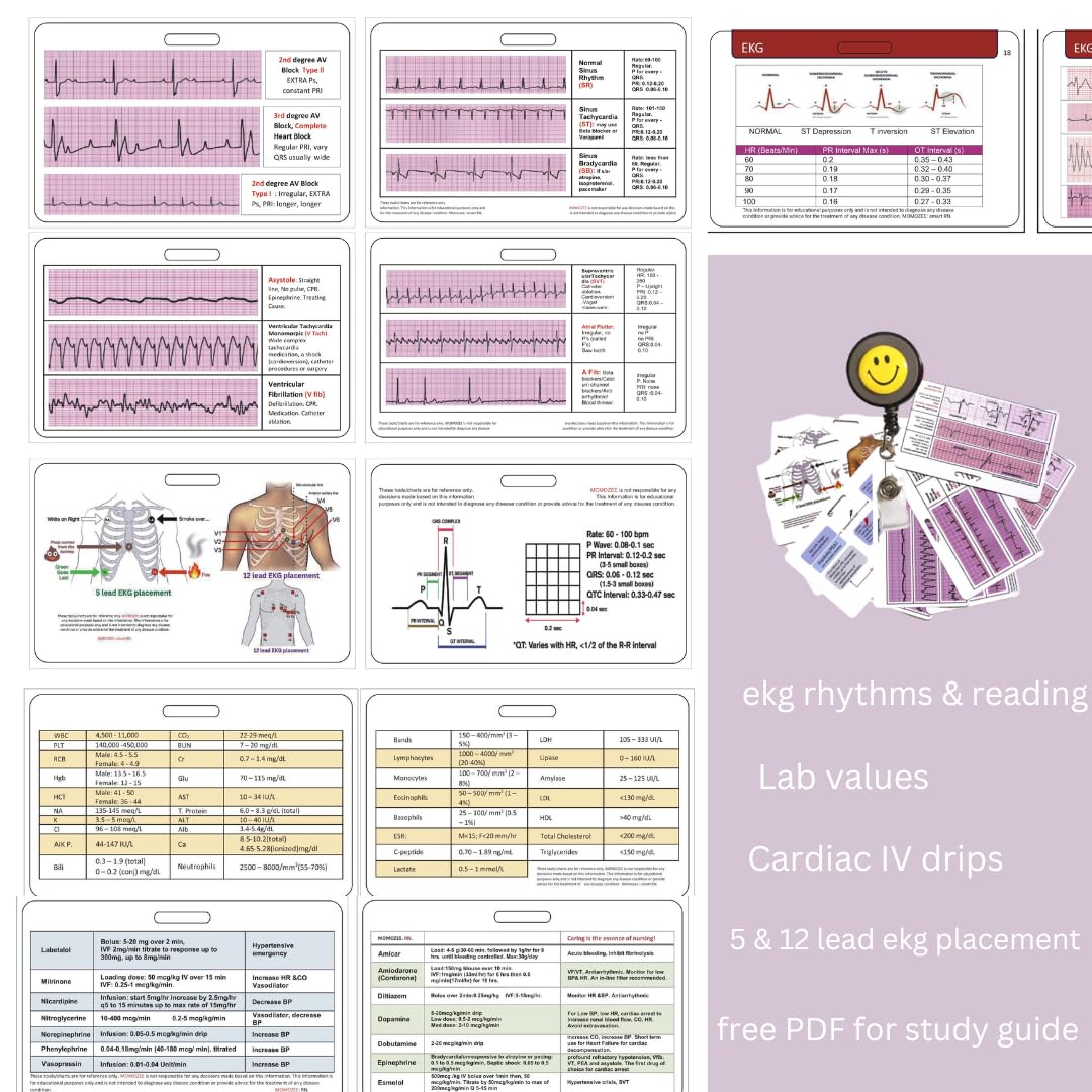 Mua EKG Cardiac Nurse ecg, Nursing Studen Reference Badge Card- (EKG ...
