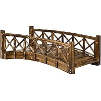 Outsunny 4FT Wooden Garden Bridge, Arc Footbridge with Safety Rails ...