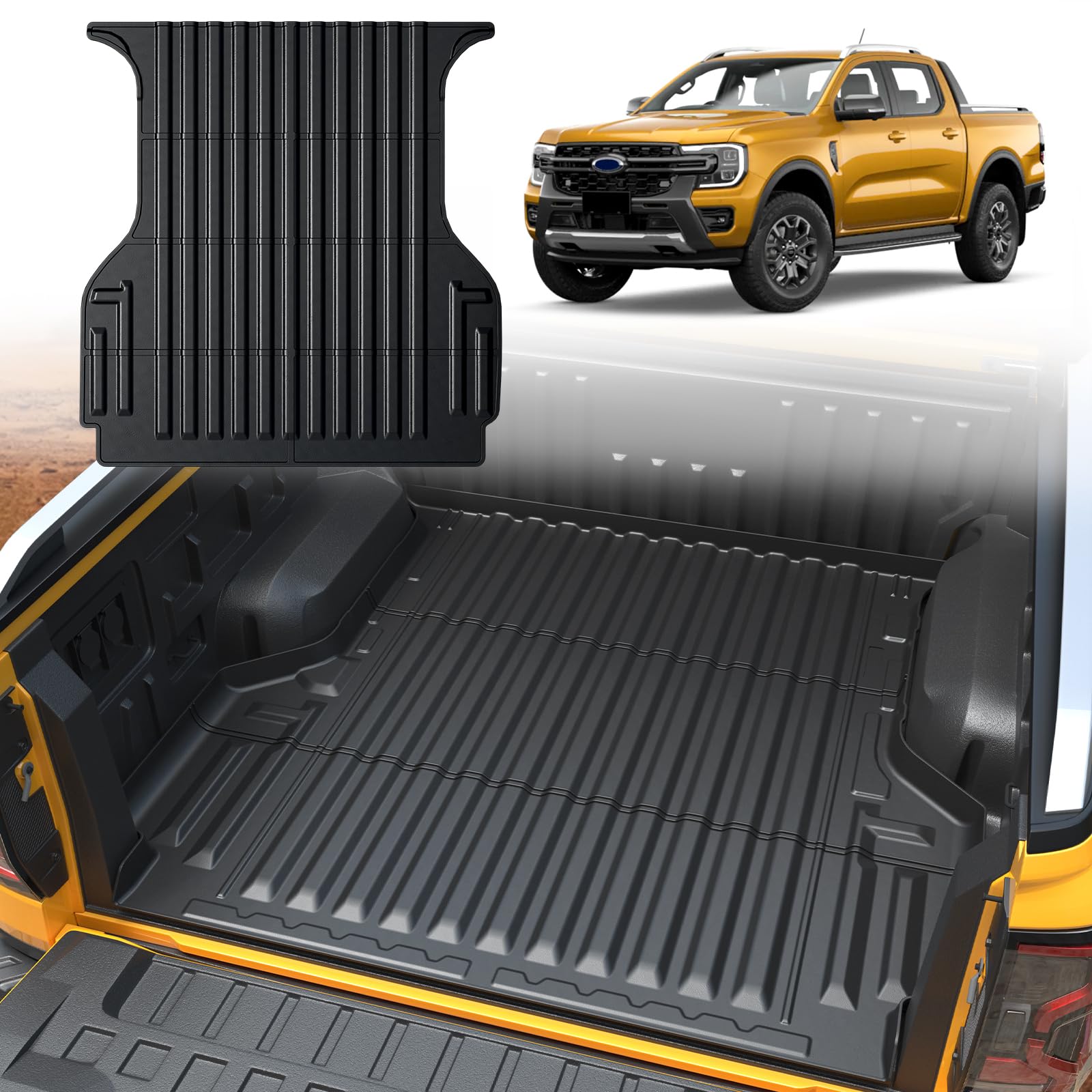 HOUCLEMIC Truck Bed Mat for 2024 Ford Ranger All Weather Protection ...