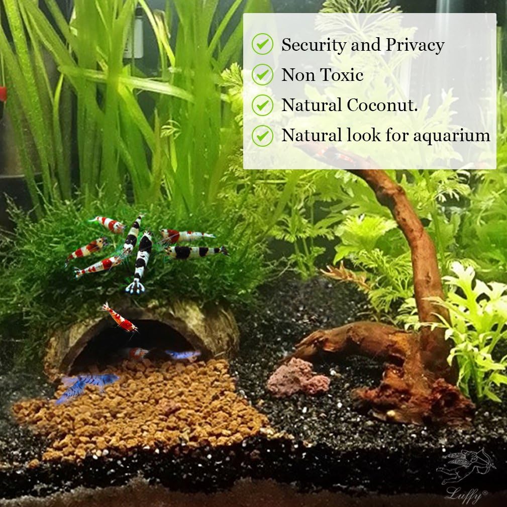 SunGrow Coco Shrimp Cave, 5×3 Inches, Coco Hut, Comfortable Hideout for ...